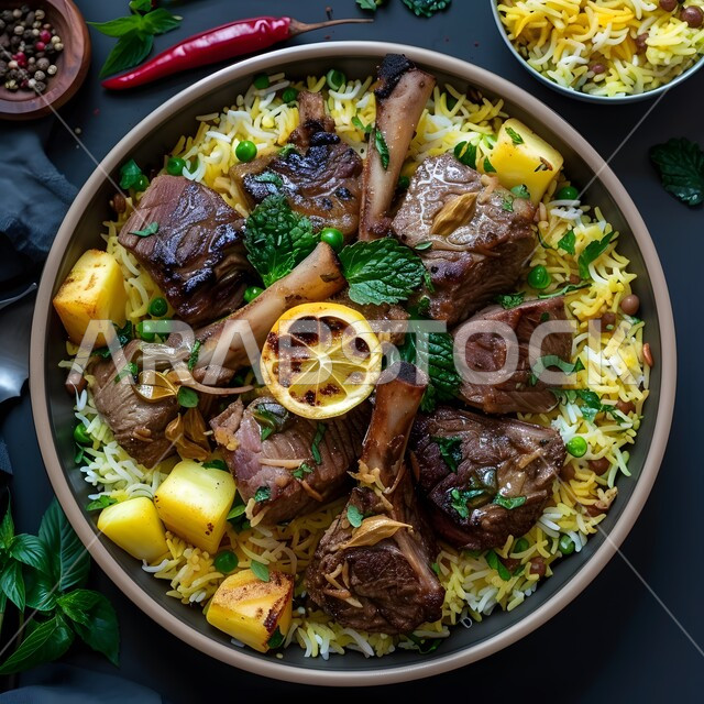Traditional Arabic food and dishes, catering arts in oriental ...