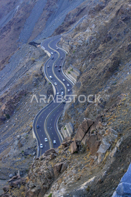 A picture of Al-Hada Road (Jebel Kara) in Taif, western Saudi Arabia, a ...