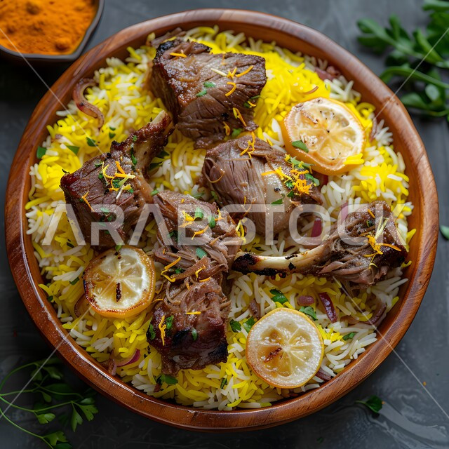 Traditional Arabic food and dishes, catering arts in oriental ...