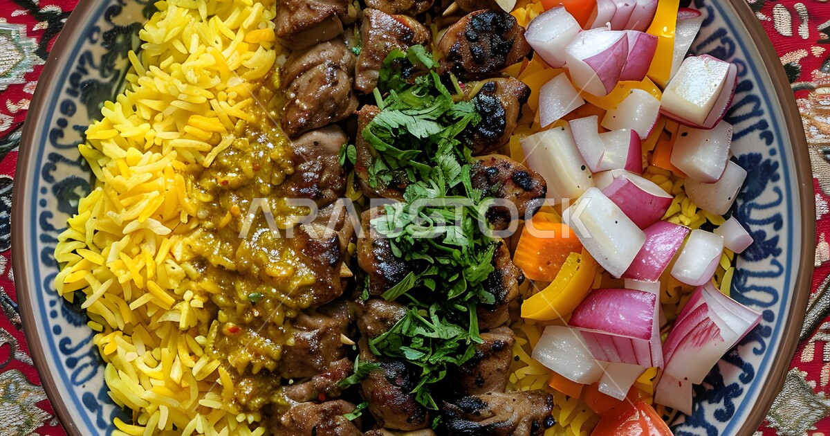 Traditional Arabic food and dishes, protein-rich meals, delicious ...