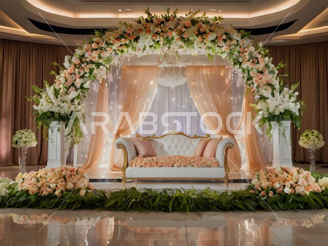 Wedding booths in celebration and event halls, display platform for ...