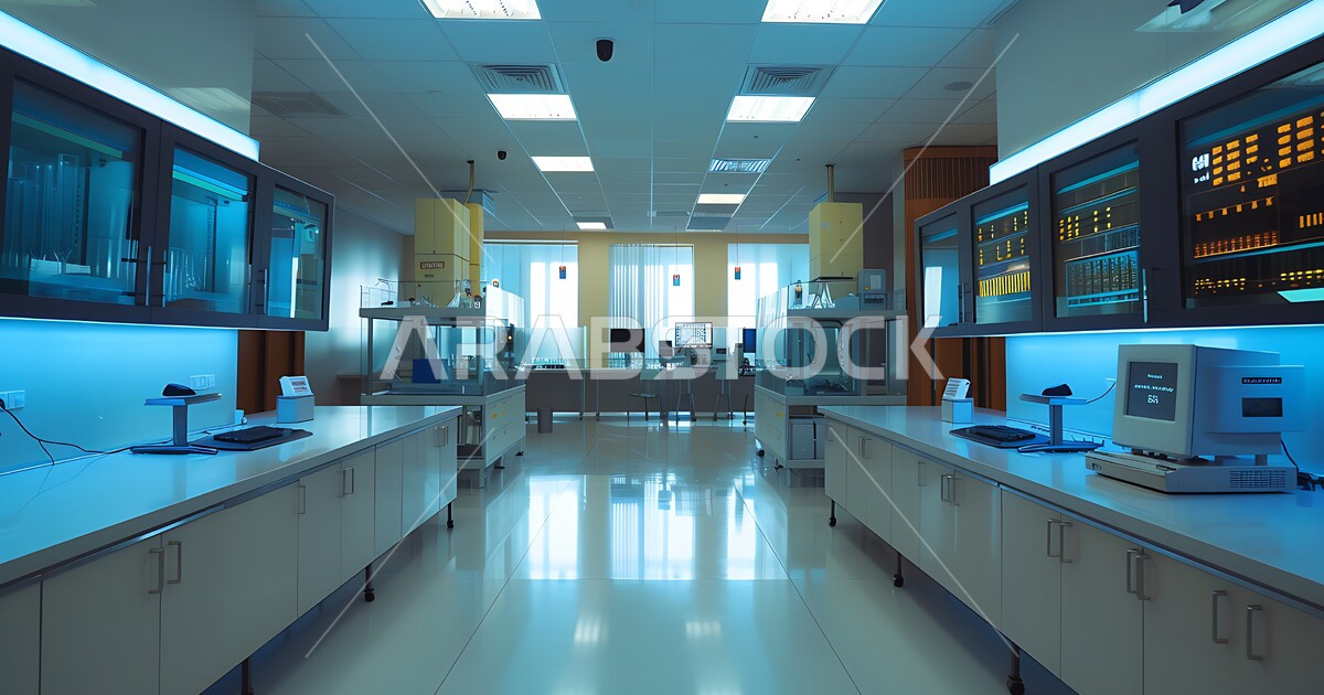 Modern laboratory equipped with advanced scientific instruments, clean ...