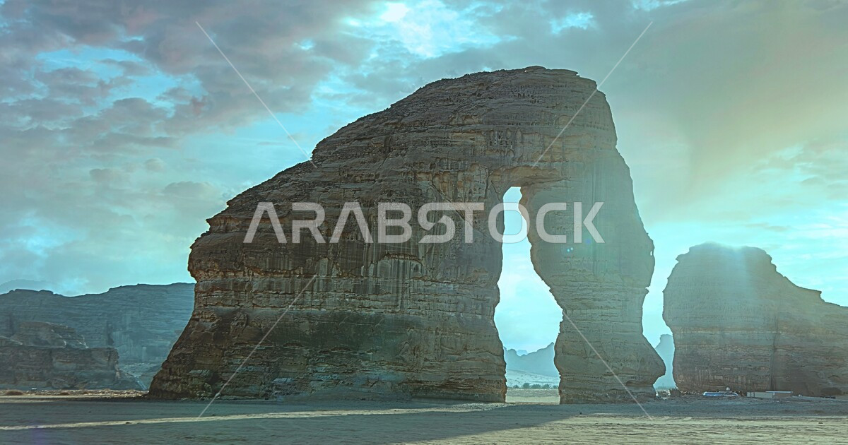 Creative image of Elephant Rock in AlUla, Saudi Arabia, beauty of ...