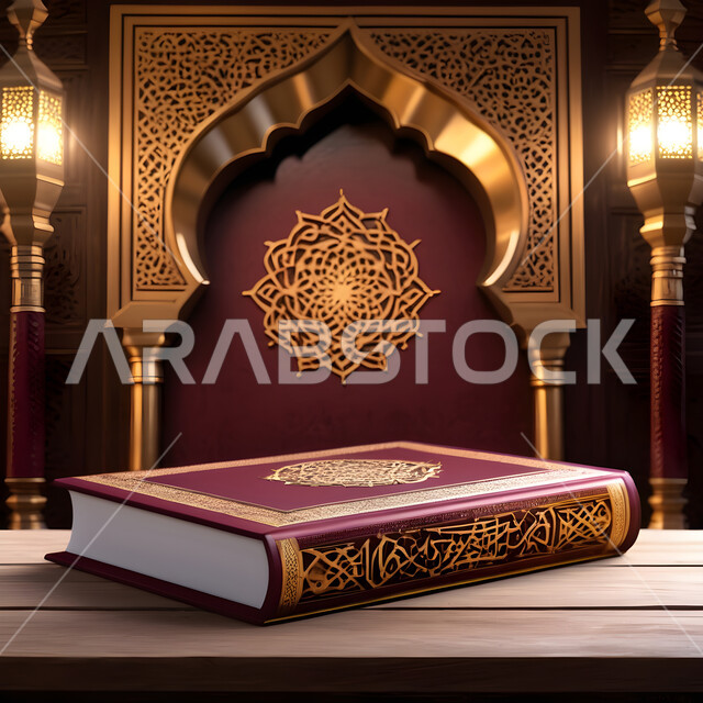 The Holy Qur’an in a mosque in the Kingdom of Saudi Arabia, the Book of ...