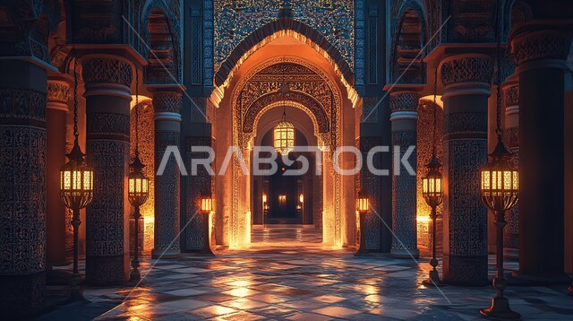 Intricate Arches and Ornate Details of a Moroccan Palace - Photo