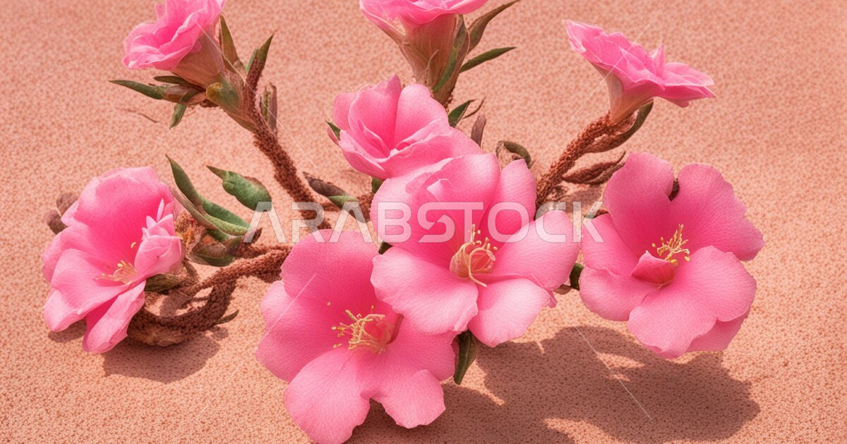 Colorful plants growing in the deserts of Saudi Arabia, enjoying the ...