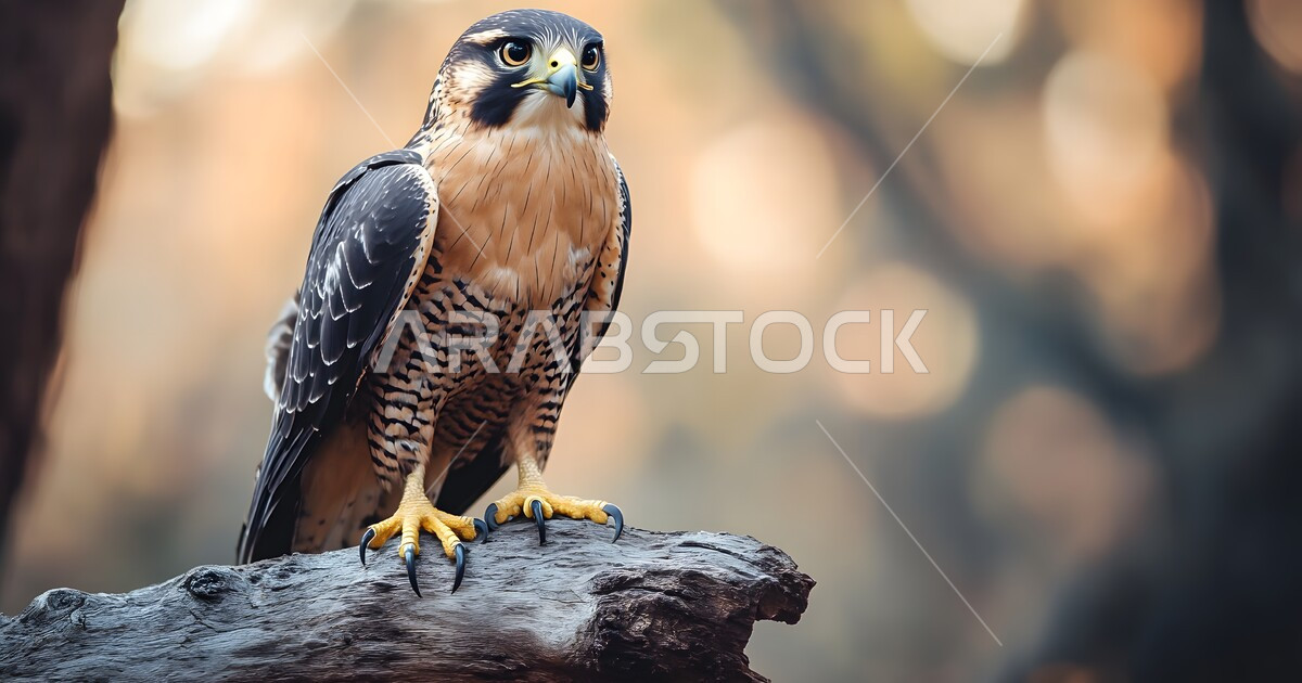 Pride in the rich Saudi heritage of falconry, a close-up of a falcon's ...
