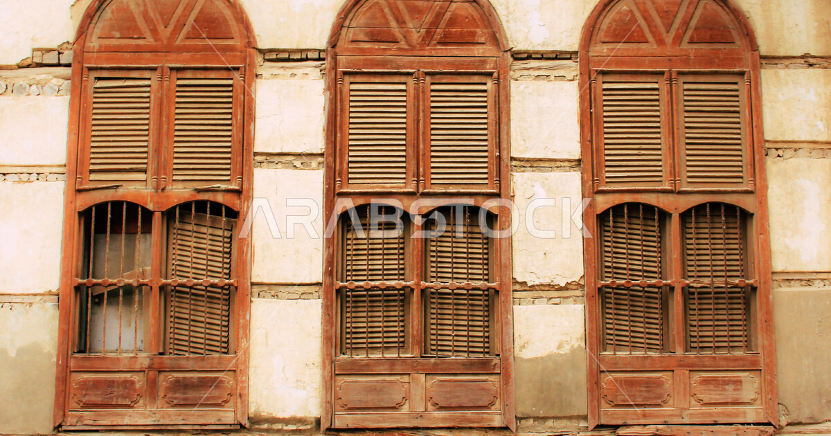 A window in a historical country in the city of Jeddah, Makkah Al ...