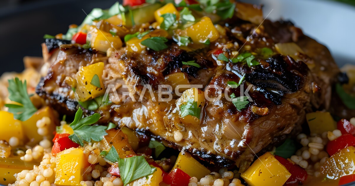 لحم مشوي مع الكسكس والفلفل، فنون تقديم الأطعمة الأطعمة الشرقية، وصفات ...