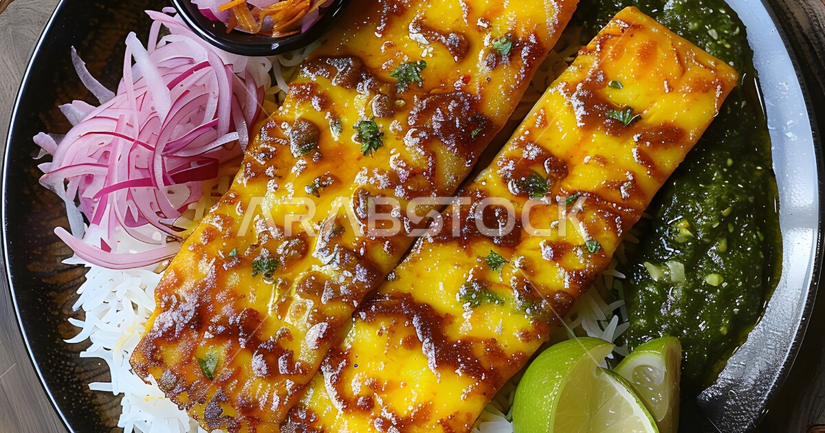 صحن من رز الكبسة بالتوابل، أطباق ووجبات عربية تقليدية شعبية، وصفات طعام ...