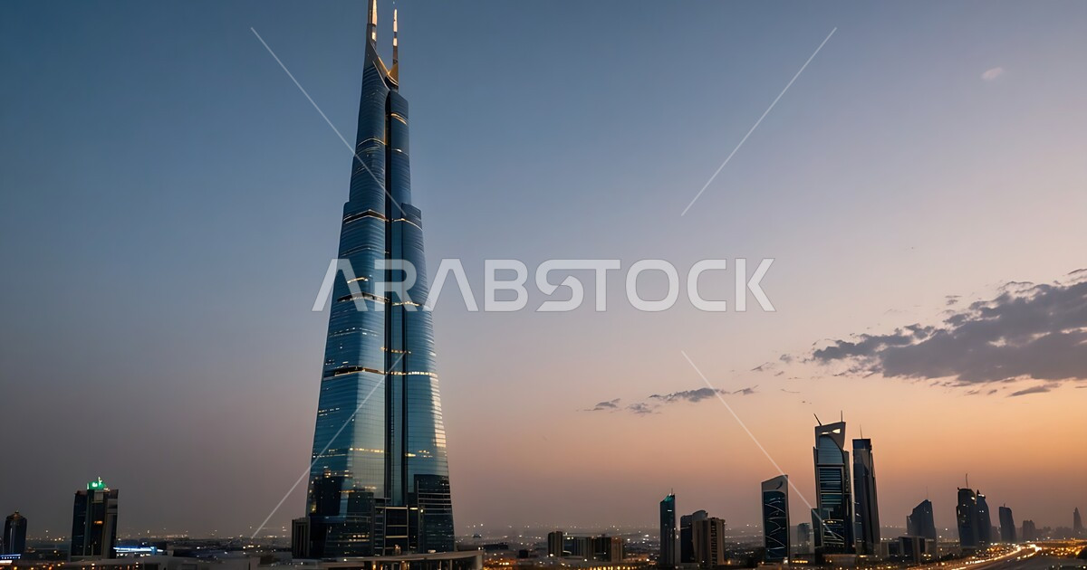 Towers, buildings and high-rise commercial facilities, an imaginative ...