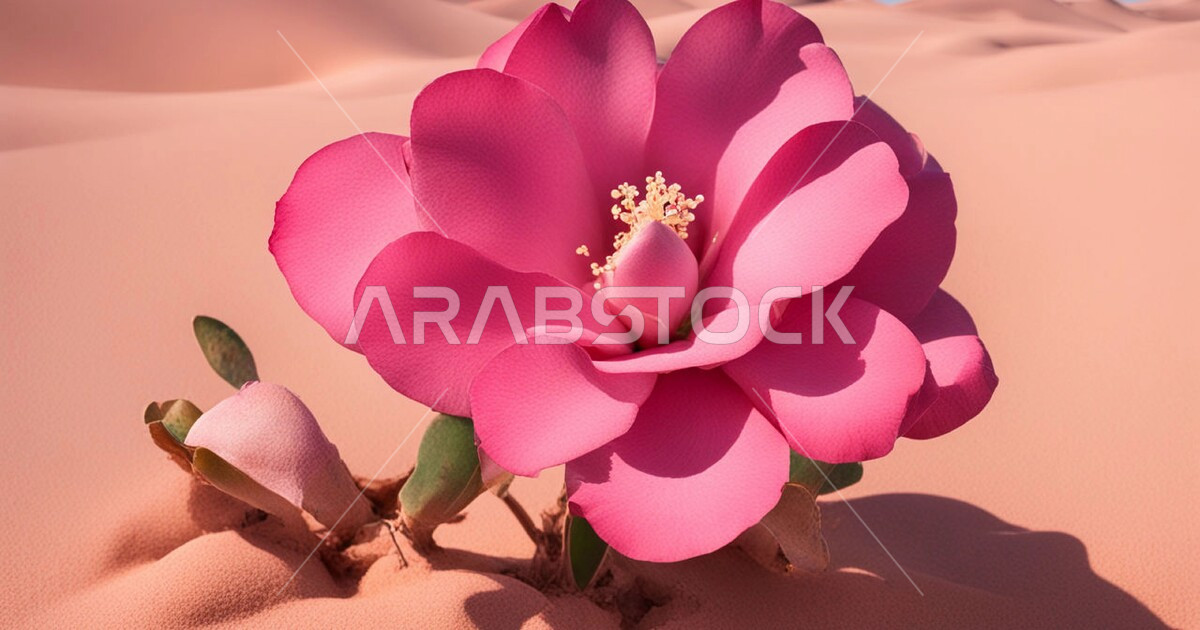 Colorful flowers grow in the deserts of the Kingdom of Saudi Arabia ...