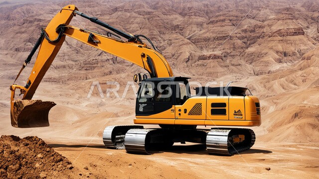 A hydraulic bulldozer performs a mining operation to transport and ...