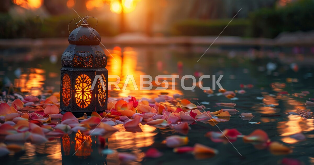 Preparing to welcome the holy month, traditional Arab lights and lamps ...