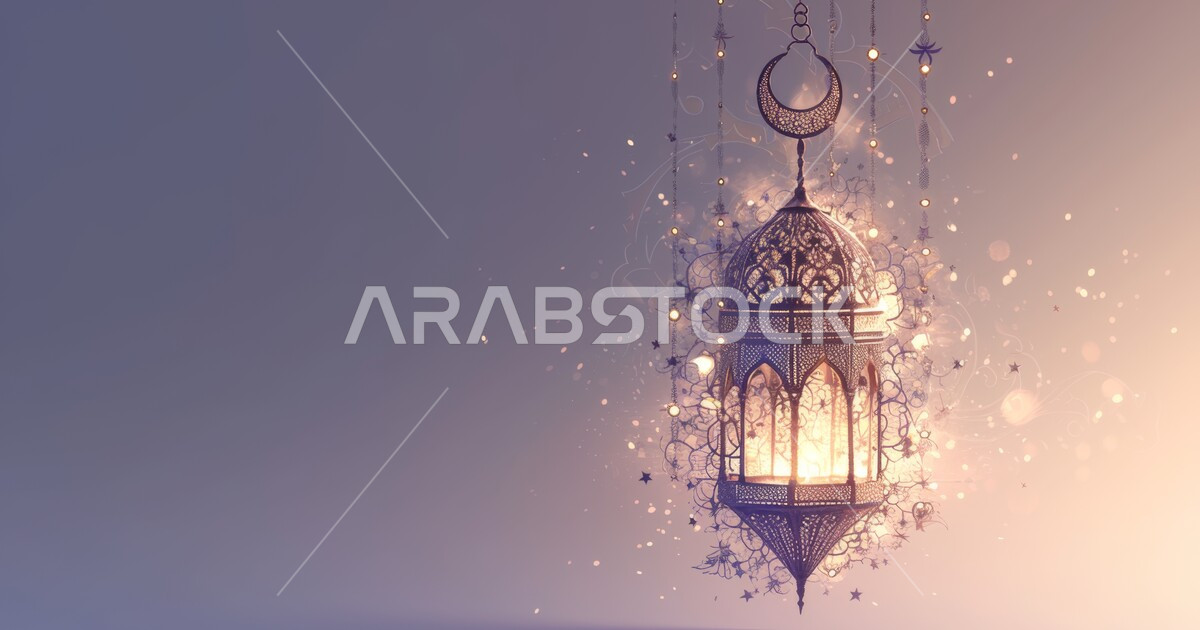 فانوس معدني معلق مزخرف مضيء, الأجواء الروحانية في الأيام الفضيلة, زينة ...