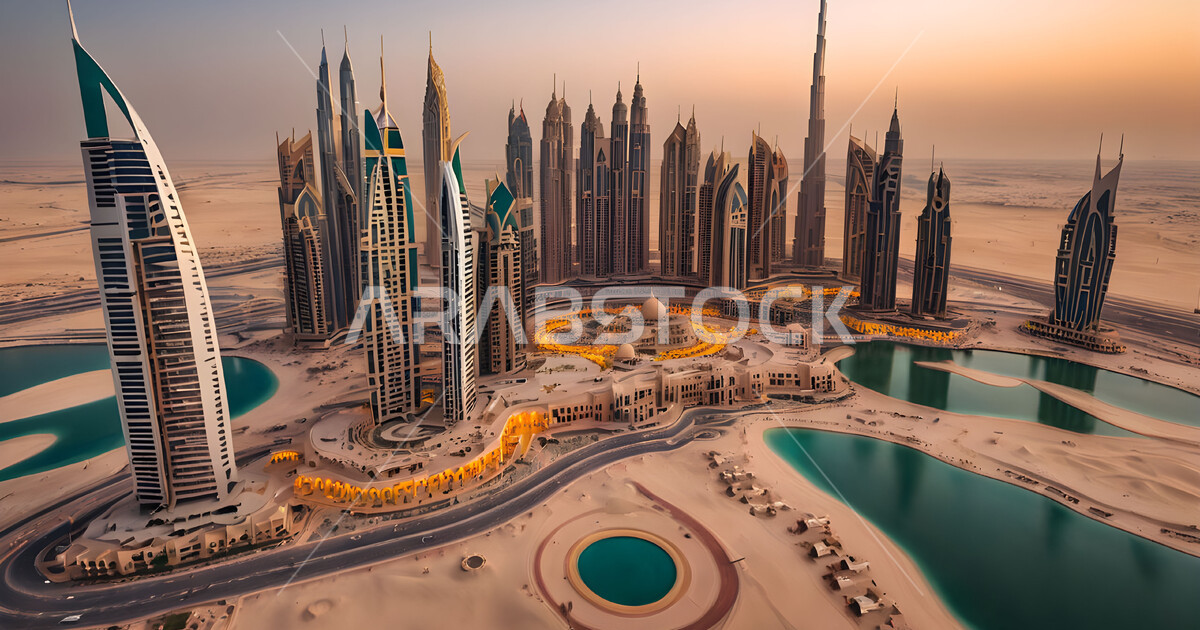 Modern architecture, towers and skyscrapers overlooking the sea in ...