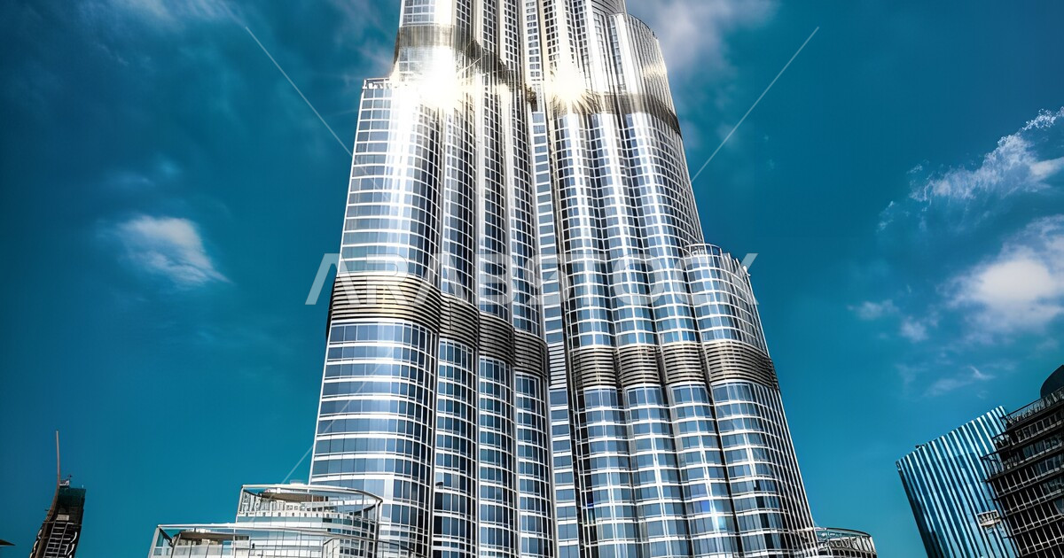 Burj Khalifa in the city of Dubai, urban growth and development on the ...