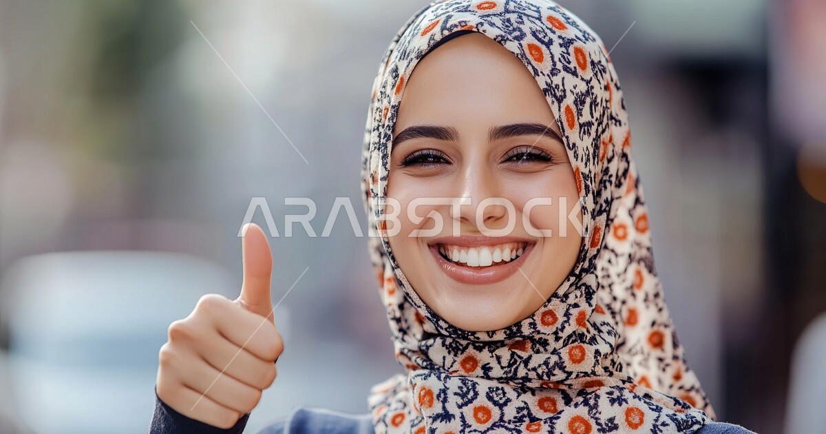 Expressions of admiration and satisfaction, close-up of a veiled Saudi Arabian Gulf woman ...