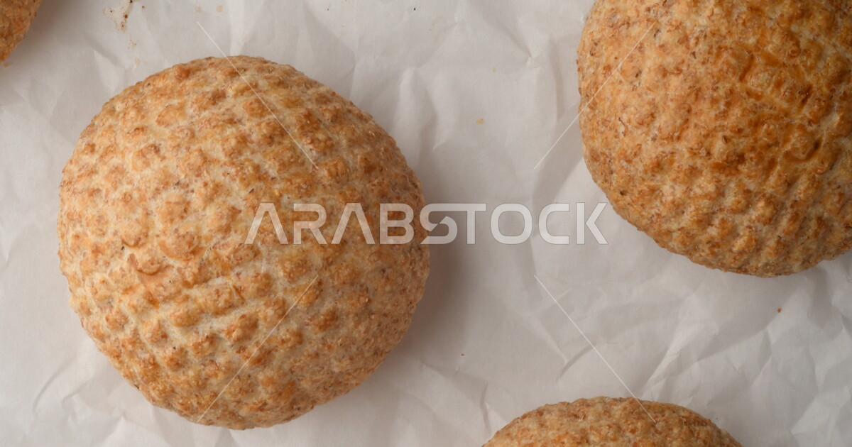 A group of wheat plants, a close-up of a maamoul of delicious fragile ...