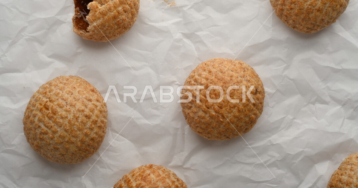 Delicious fragile popular biscuits depicted on butter paper, a picture ...