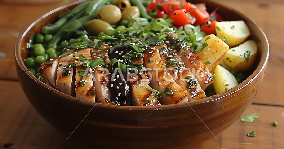 A plate of chicken salad with vegetables, fast food restaurants ...