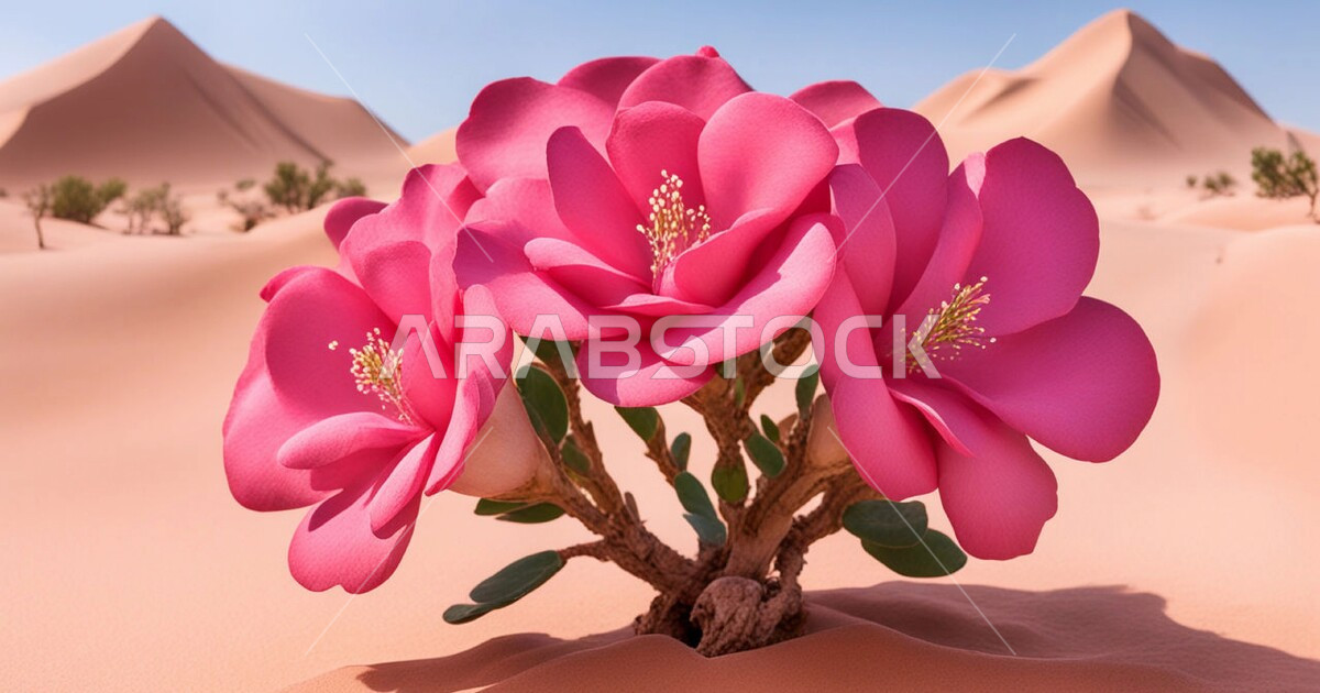 Enjoying the scenery in the desert environment, fragrant roses and ...