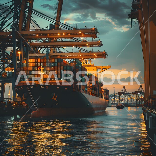 Selling and trading local goods and products via ships at sea, ports ...