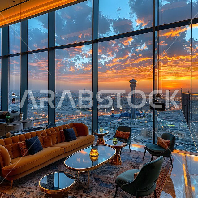 Distinctive view of the Saudi Arabian skyline, tourist and commercial ...