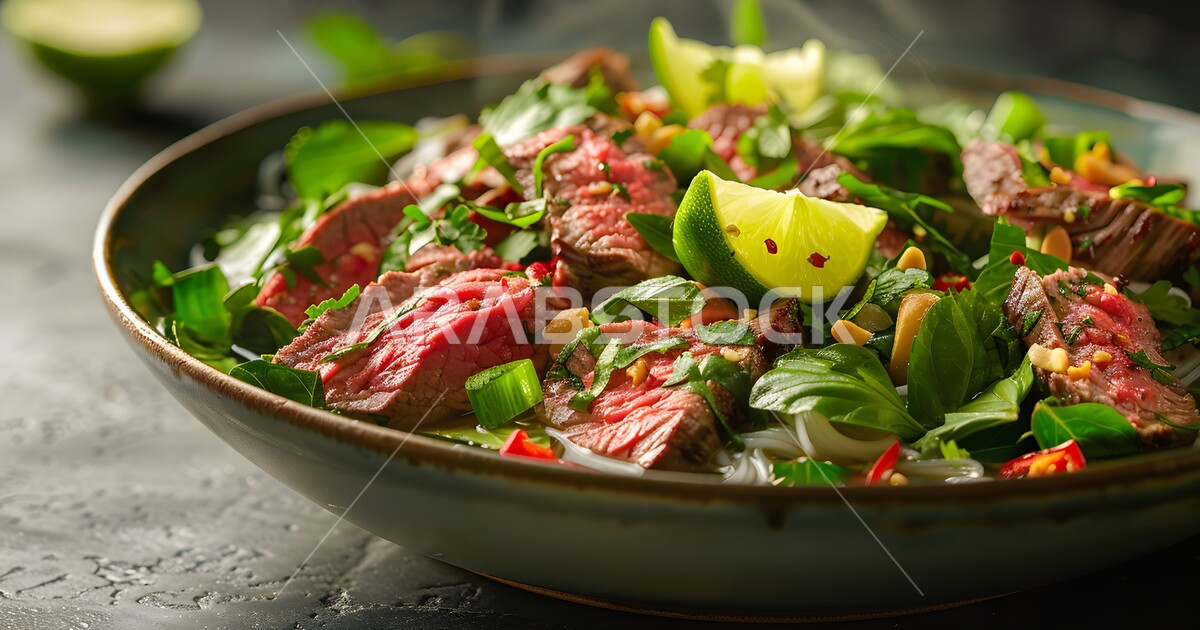 Traditional Arabic popular dishes, beef dish with various vegetables ...