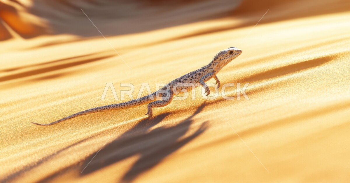 Wild animals and reptiles that live in desert areas, a small lizard ...
