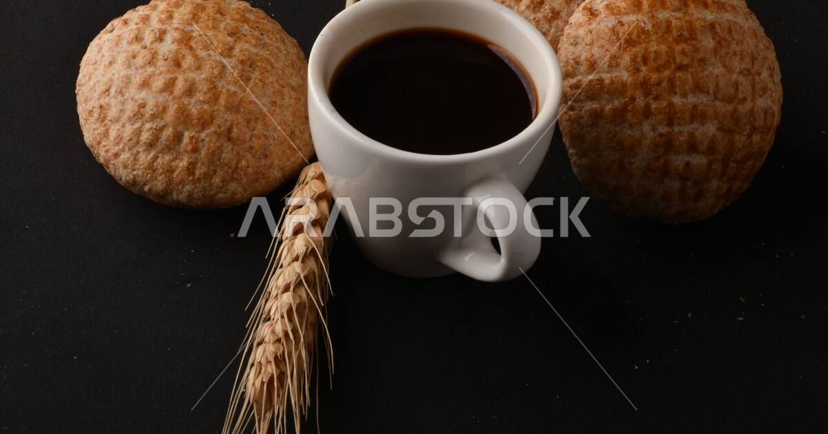 A picture of a group of wheat plants, and a stuffed maamoul of ...