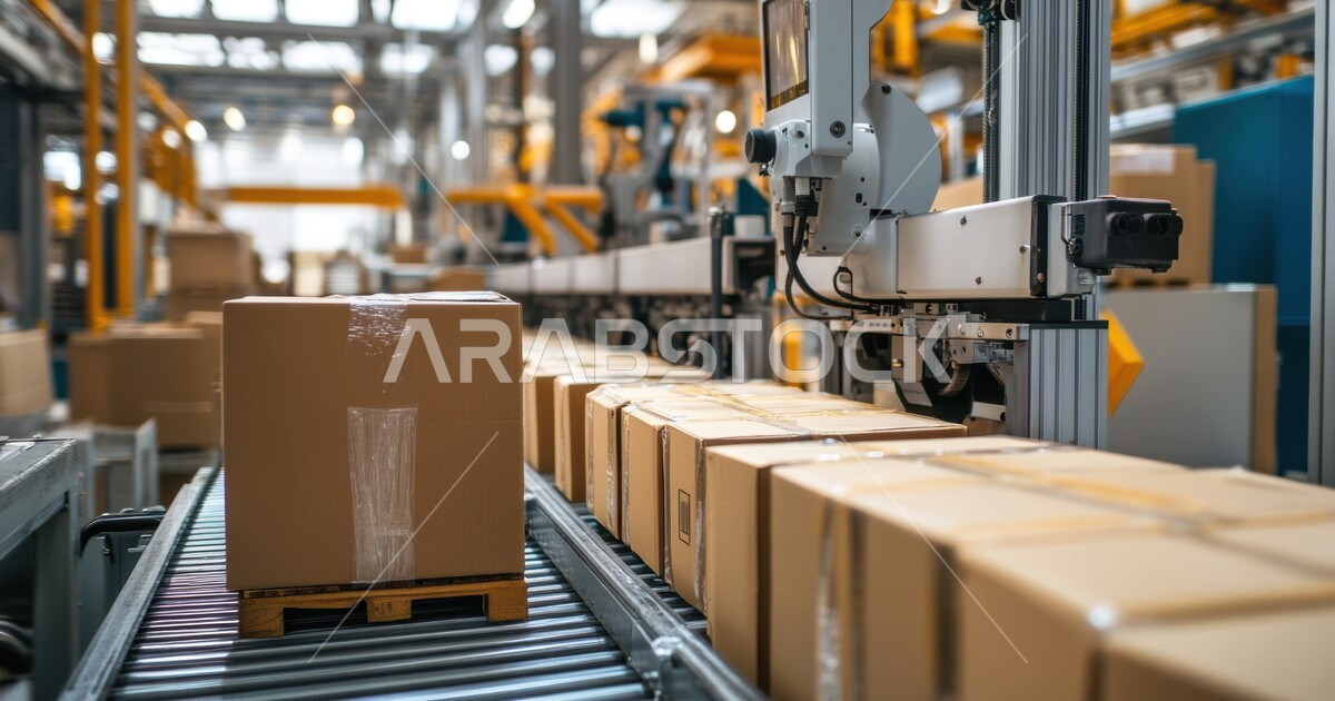 Logistics and wholesale concept, boxes and cartons packed inside the ...