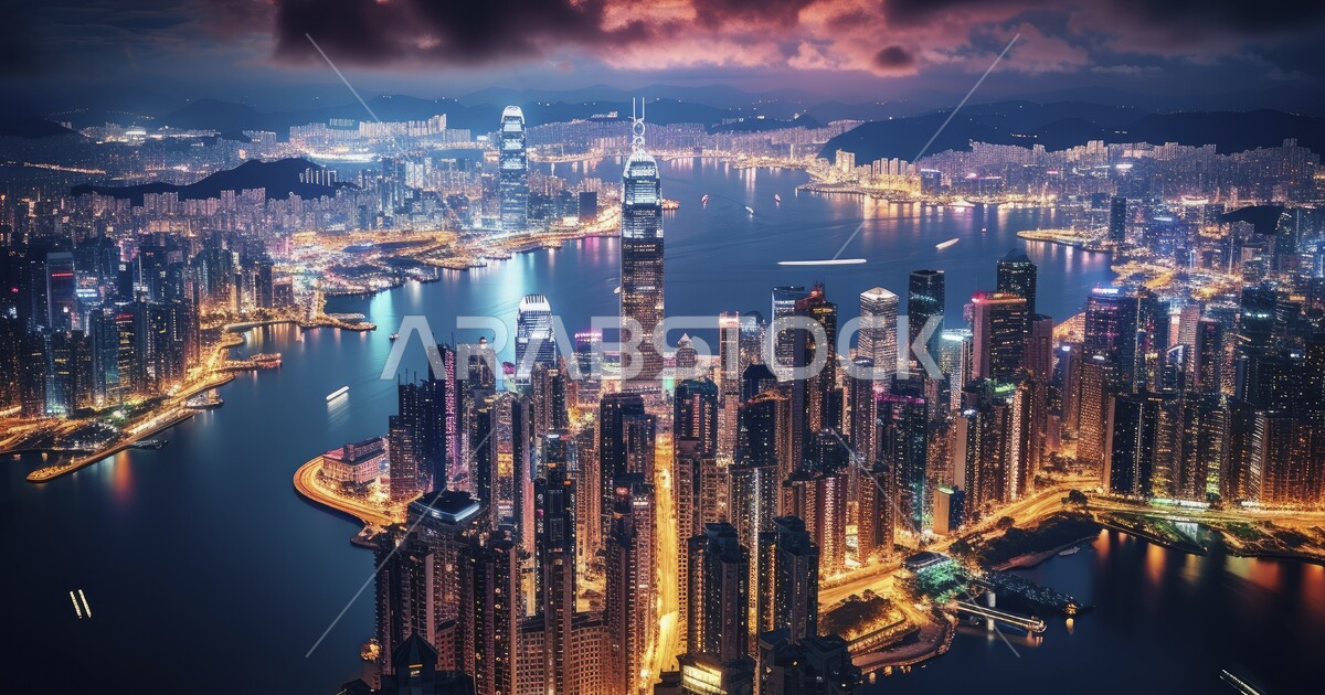 High-rise commercial buildings and facilities, architectural art of ...