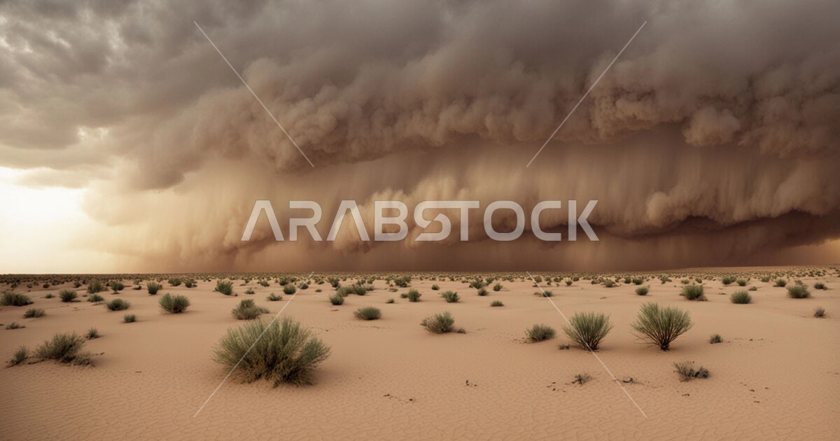 Natural phenomena and disasters, view of a tornado in the desert, dust ...