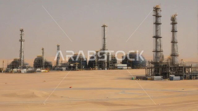 Oil refinery in the desert of Saudi Arabia, huge and modern tools and ...