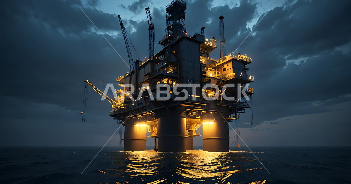Huge drilling rigs, quality tools and equipment industry, oil storage ...