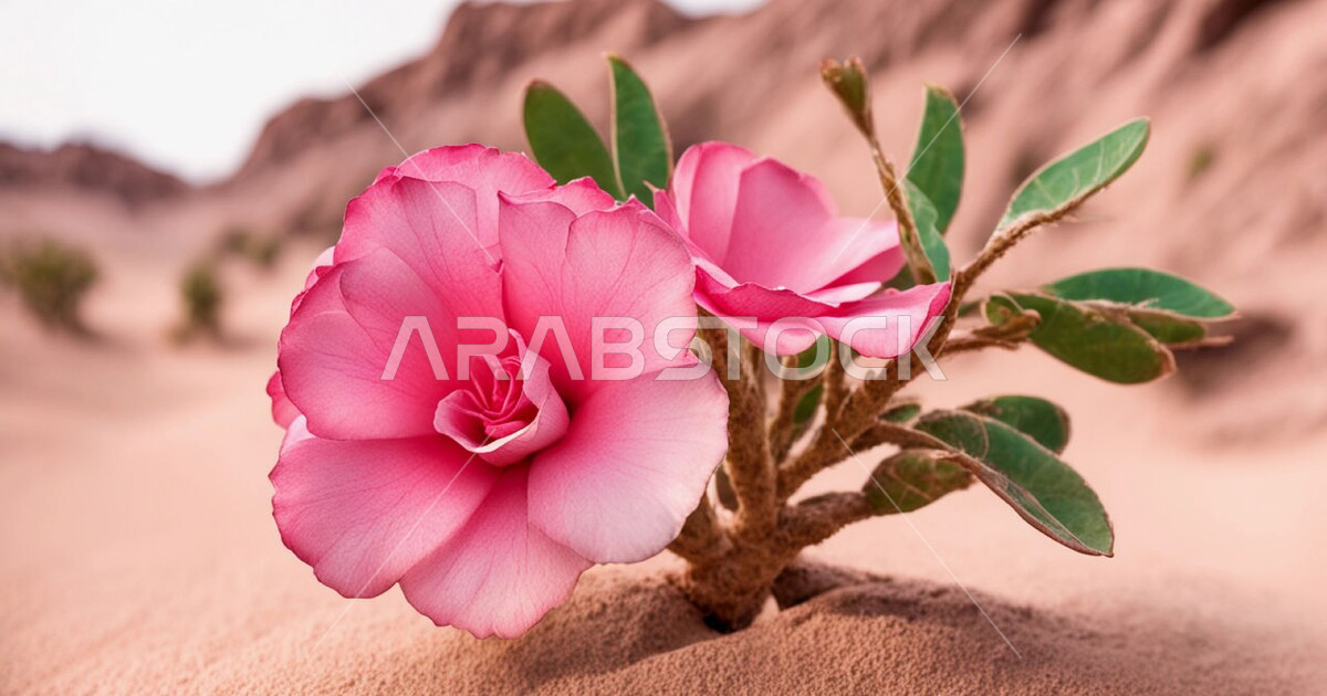 Desert fragrant flowers and roses, colorful flowers growing in the ...