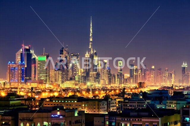 Famous landmarks and tourist places in the Emirate of Dubai, an aerial ...