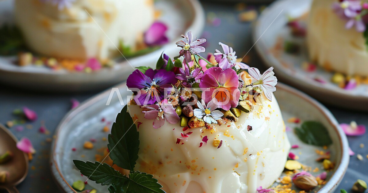 White sweets and candies decorated with edible flowers, famous oriental ...