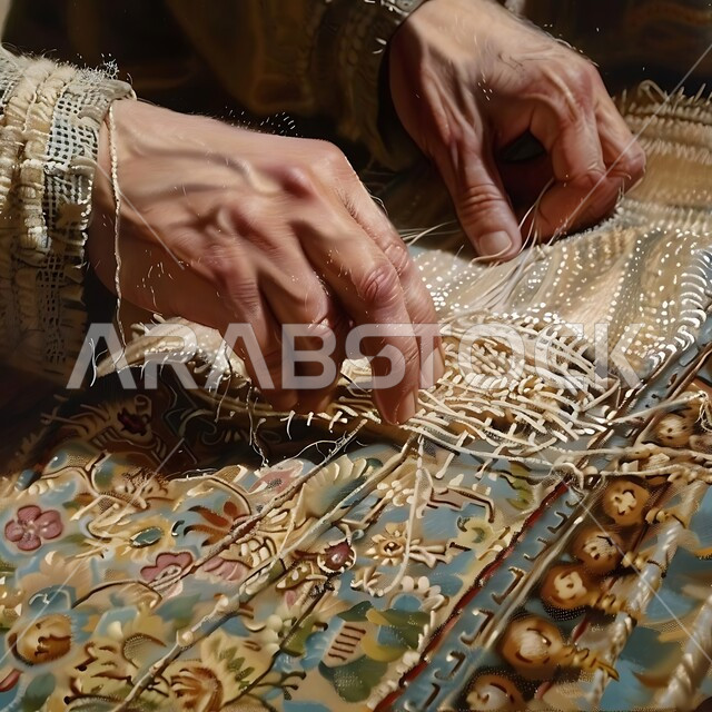 Old traditional professions and industries, the craft of making shawls ...