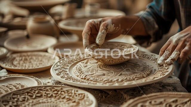 Popular crafts and handicrafts from the ancient Saudi heritage, working ...