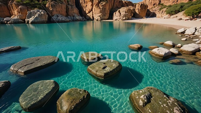 Natural reserves in Kuwait, recreational safari areas, rocky stones ...