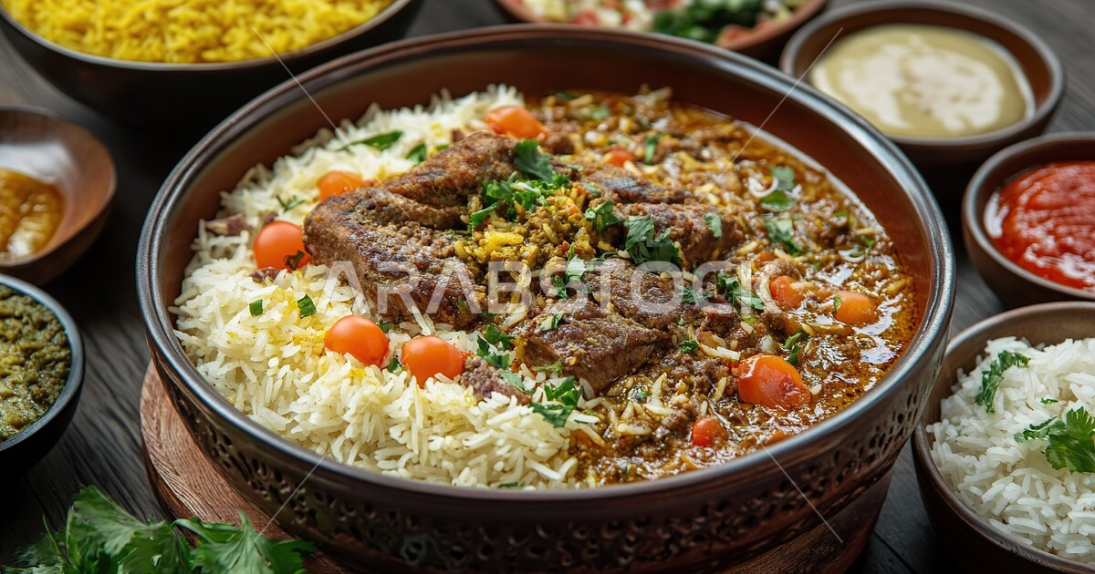 Traditional Arabic food and dishes, catering arts in oriental ...