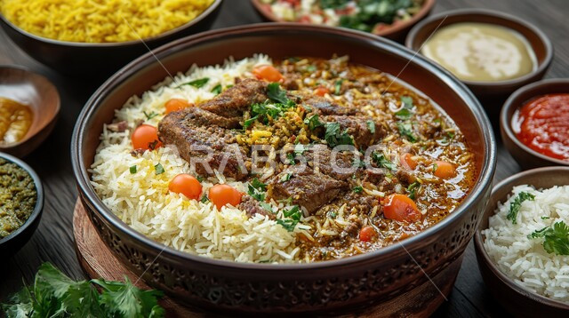 Traditional Arabic food and dishes, catering arts in oriental ...