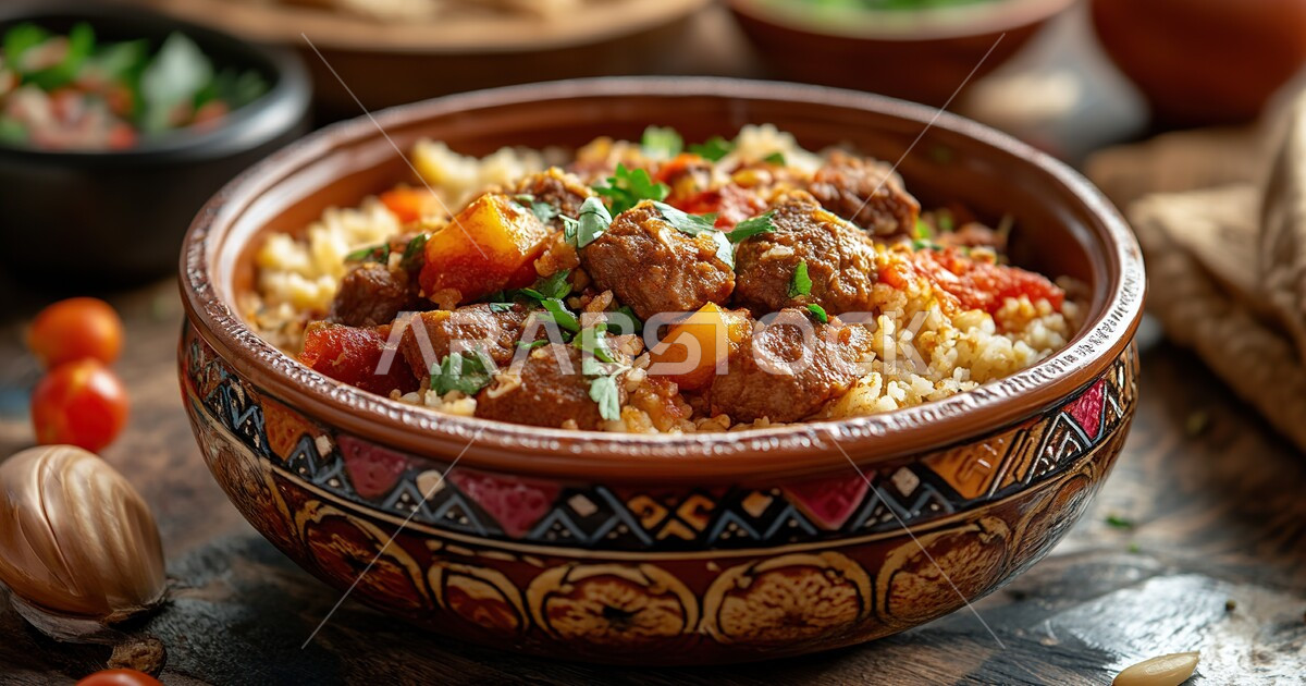 Traditional Arabic food and dishes, catering arts in oriental ...