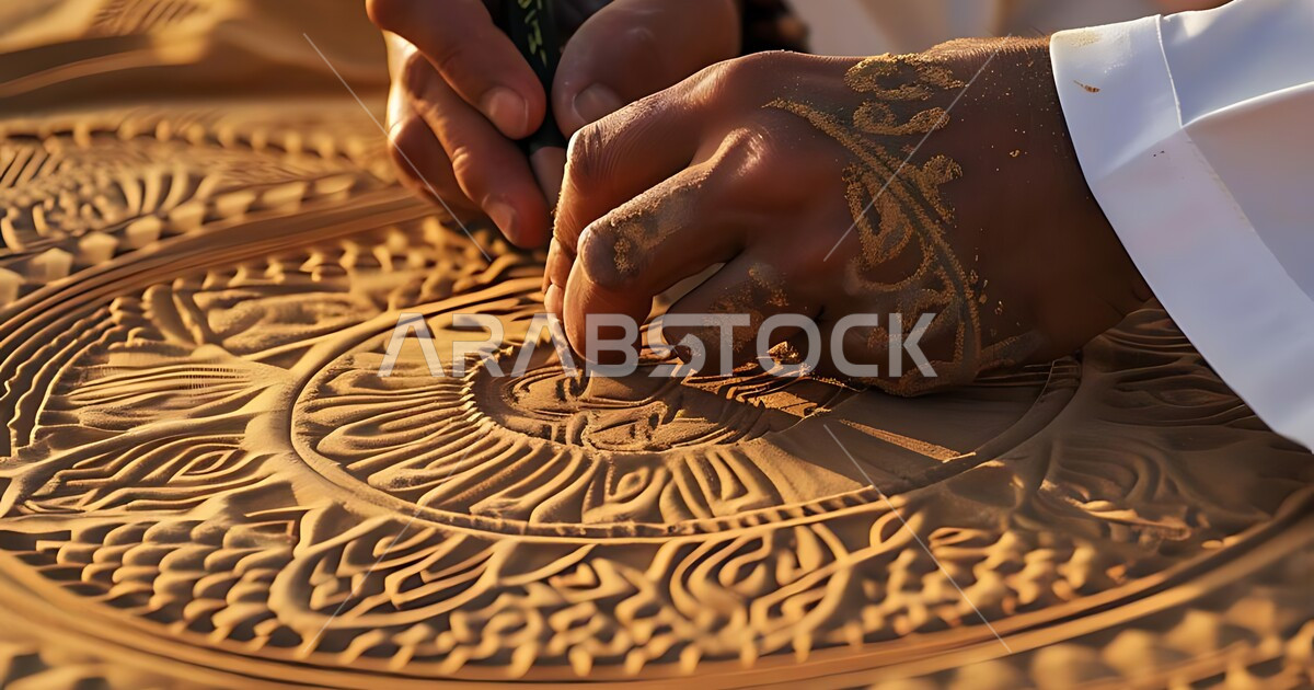 Historical heritage art skills, traditional Arabic sand decoration in ...