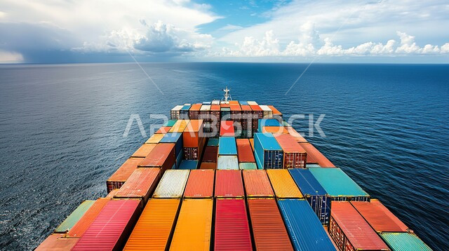 Cargo shipping port and commercial containers, commercial port for the ...