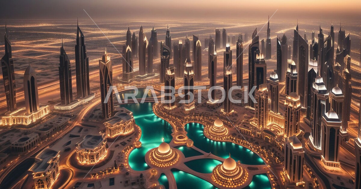 Imaginary future view of urban progress and growth of high-rise ...