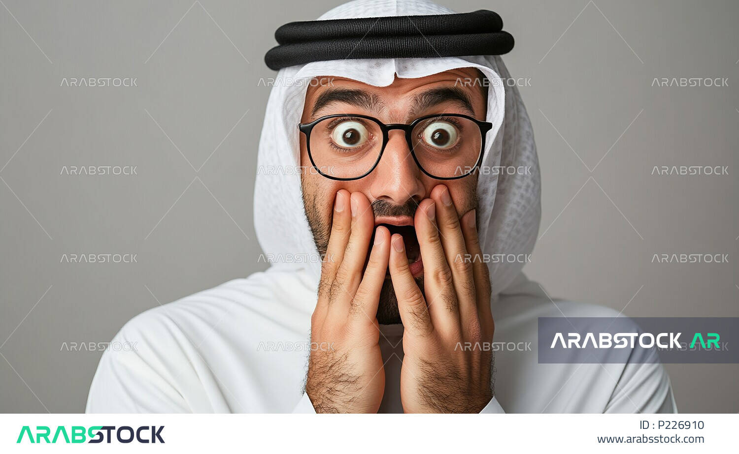 Facial and hand gestures indicating astonishment, portrait of an ...
