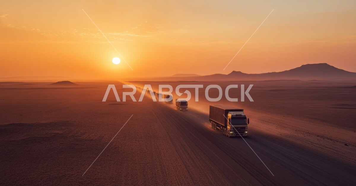 Beautiful view of the highway in Saudi Arabia at sunset, the highway in ...